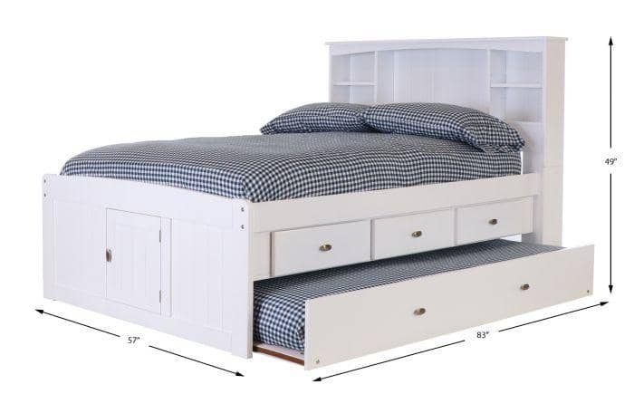 Full white bed frame with drawers store