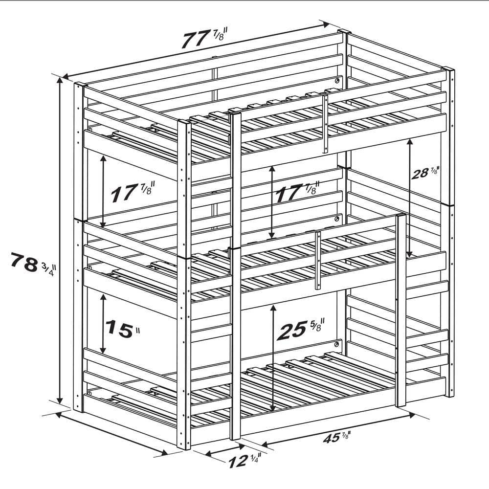 Triple bunk bed height store