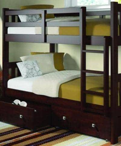 Morgan Modern Cappuccino Bunk Bed with Storage – Custom Kids Furniture